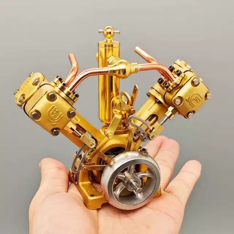 New Vintage V2 Steam Engine Compact Model Dual Cylinder Powerful Toy ...