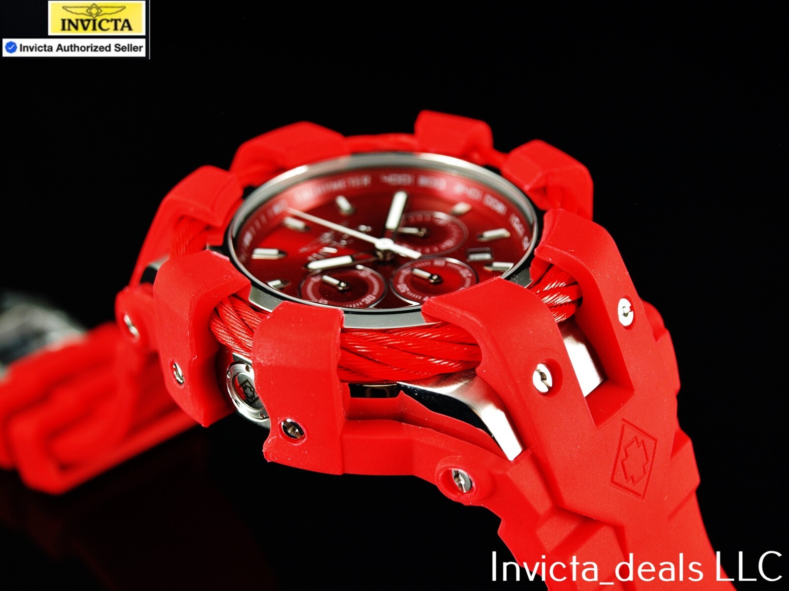 Invicta Men's 50mm BOLT Shock Chronograph RED BLOODY DIAL Triple Red ...