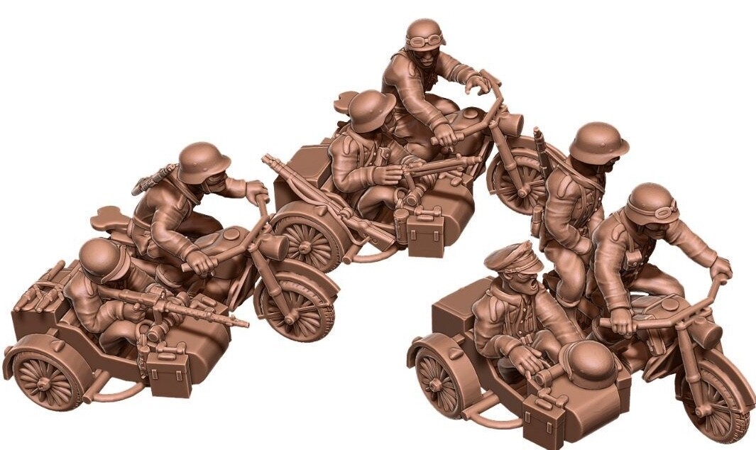 WWII German 3 x Motorcycles & Sidecars 28mm - Ideal Bolt Action etc | eBay