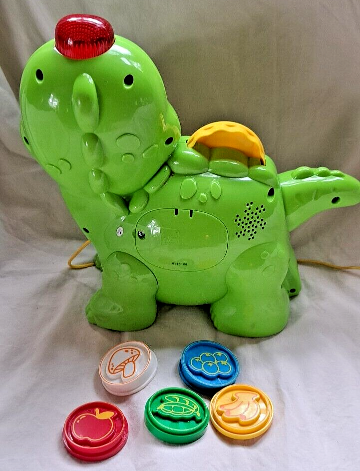 Vtech Chomp & Count Dino Green Dinosaur Toy 5 Coins Talks Colors Shapes ...