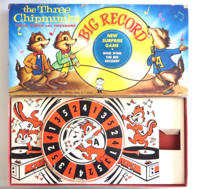 1960's The Three Chipmunks Big Record Alvin Theodore Simon Board Game ...