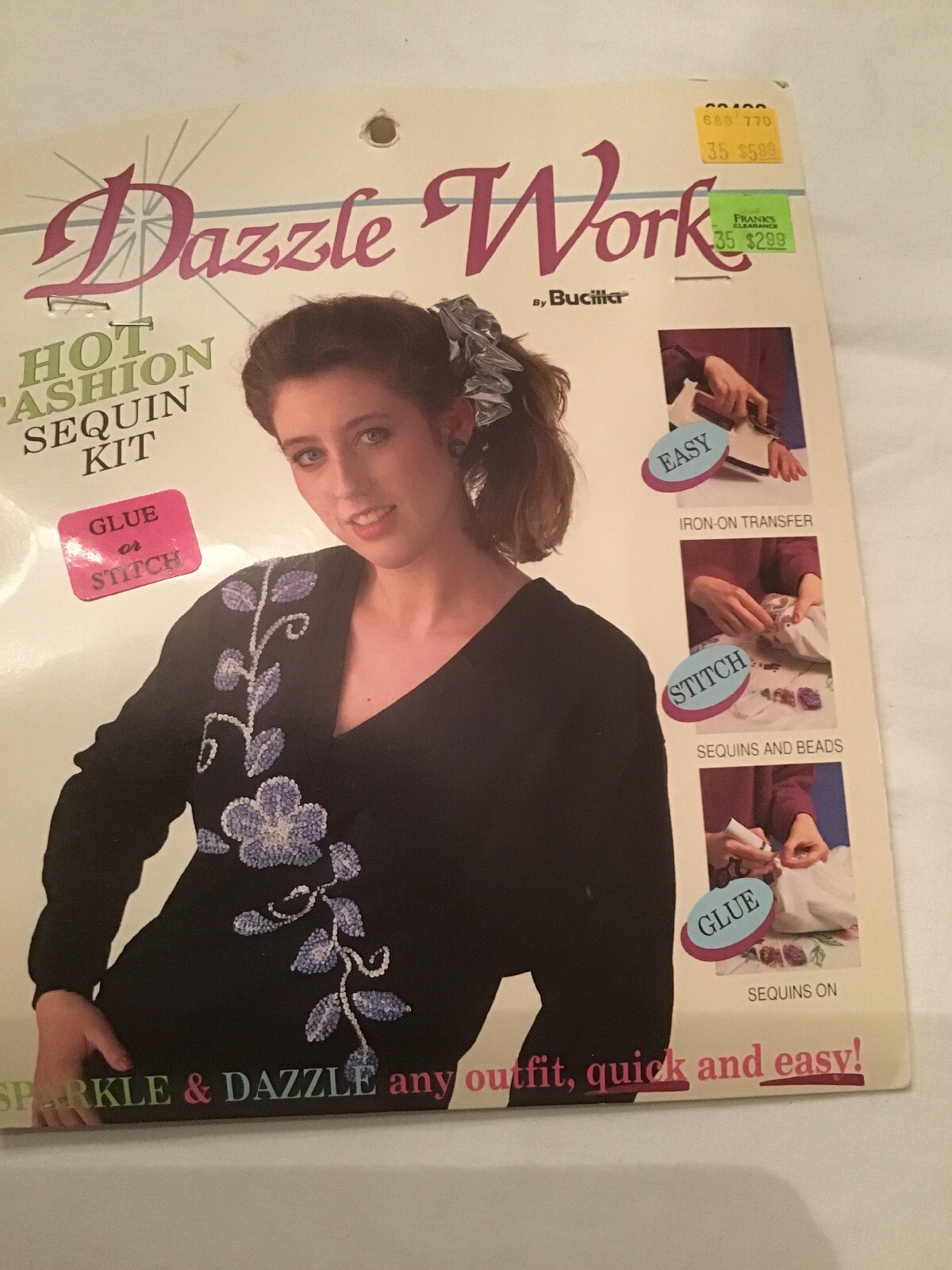 Bucilla Dazzle Works Fashion Sequin Kit Blue Silver Flowers Applique ...