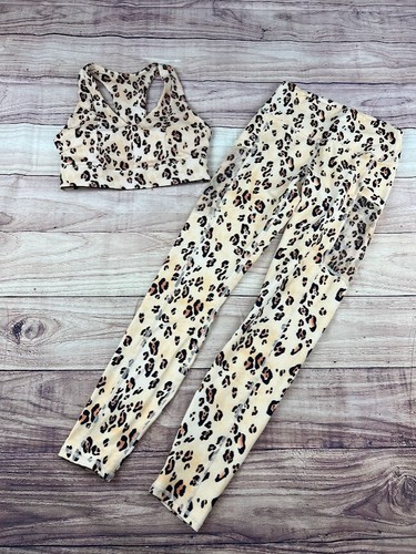 Fabletics Women's PowerHold Animal Print Set- Sports Bra- Leggings- XS ...