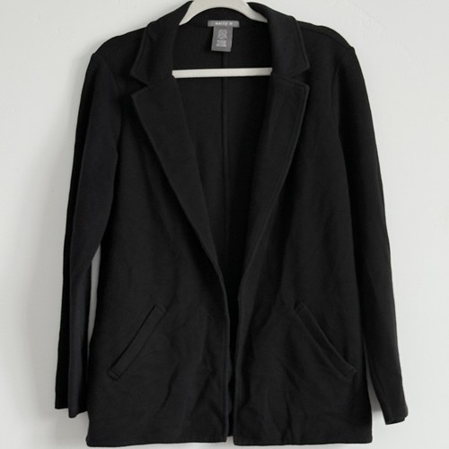 Matty M 'The Knit Boyfriend Blazer' Black Womens Large Office Career ...