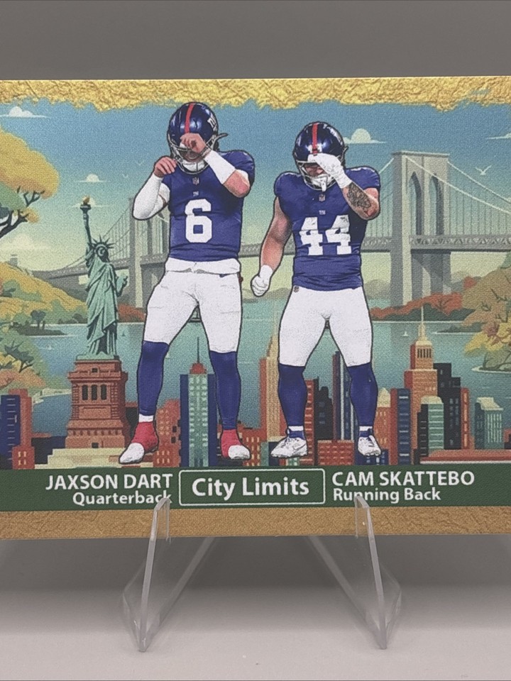 Jaxson Dart & Cam Skattebo Gold Dual City Limits Custom Card Downtown ...