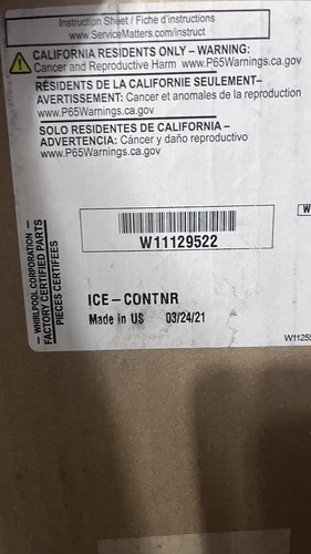 Original W11129522 Ice Bucket Crusher for Whirlpool Refrigerators | eBay