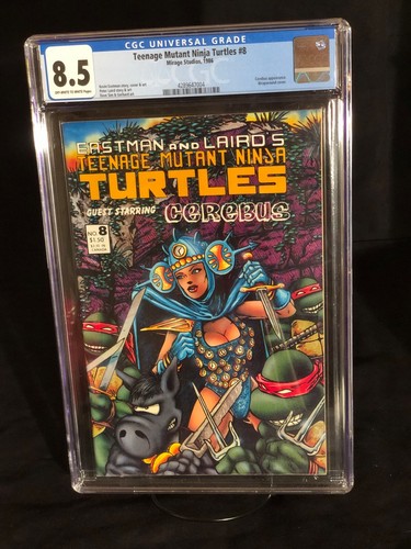 Teenage Mutant Ninja Turtles #8 1986, Guest Starring Cerebus, CGC 8.5 ...