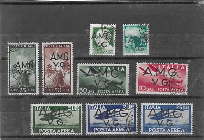 9 Used Italy Stamps OVPT A.M.G.V.G., Circa 1945 | eBay