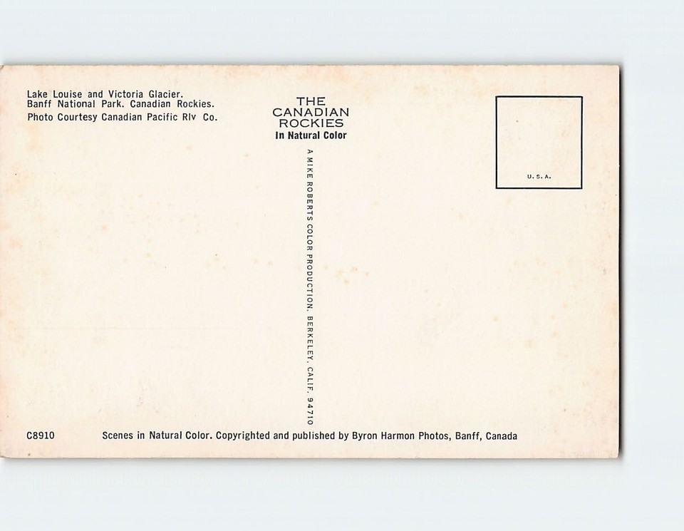 Postcard Lake Louise & Victoria Glacier Banff National Park Alberta ...