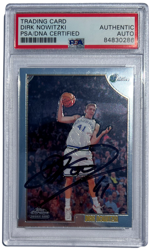 DIRK NOWITZKI SIGNED MAVERICKS 1998 TOPPS CHROME ROOKIE CARD #154 AUTO ...