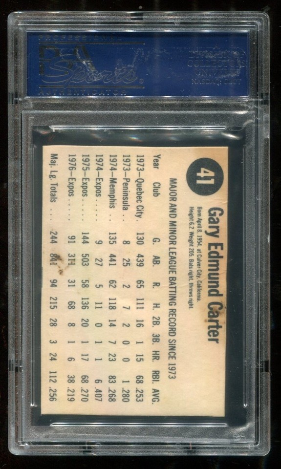 1977 Hostess Twinkies #41 Gary Carter Signed Auto PSA/DNA Certified HOF ...