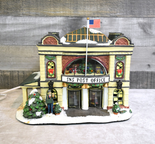 St Nicholas Square Post Office Lighted Christmas Village House | eBay
