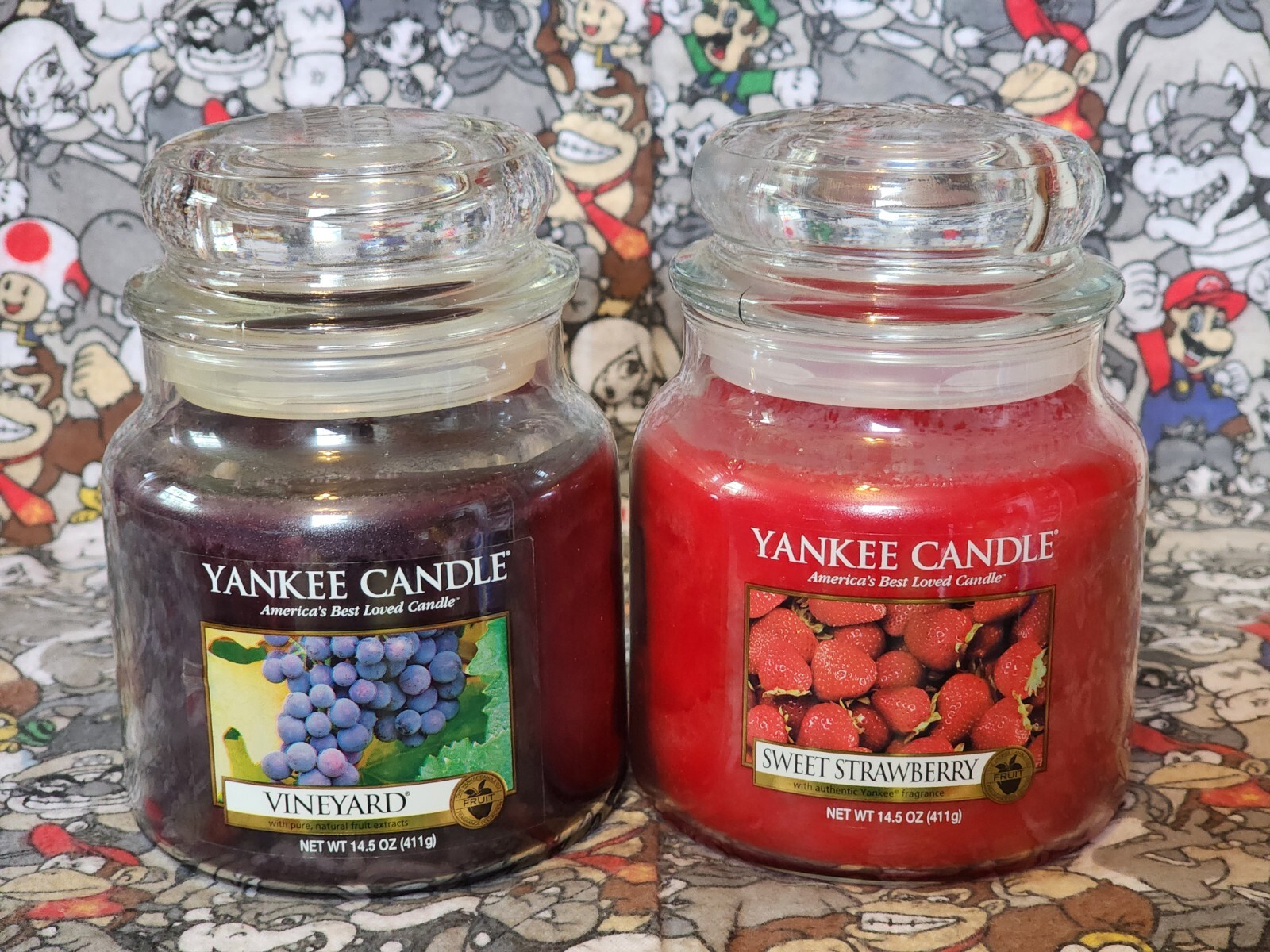 YANKEE CANDLE - VINEYARD and SWEET STRAWBERRY- 14.5 Oz Jar - Set of 2 ...