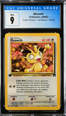 Pokemon 2000 Team Rocket 1st Edition Meowth CGC 9 62/82 | eBay