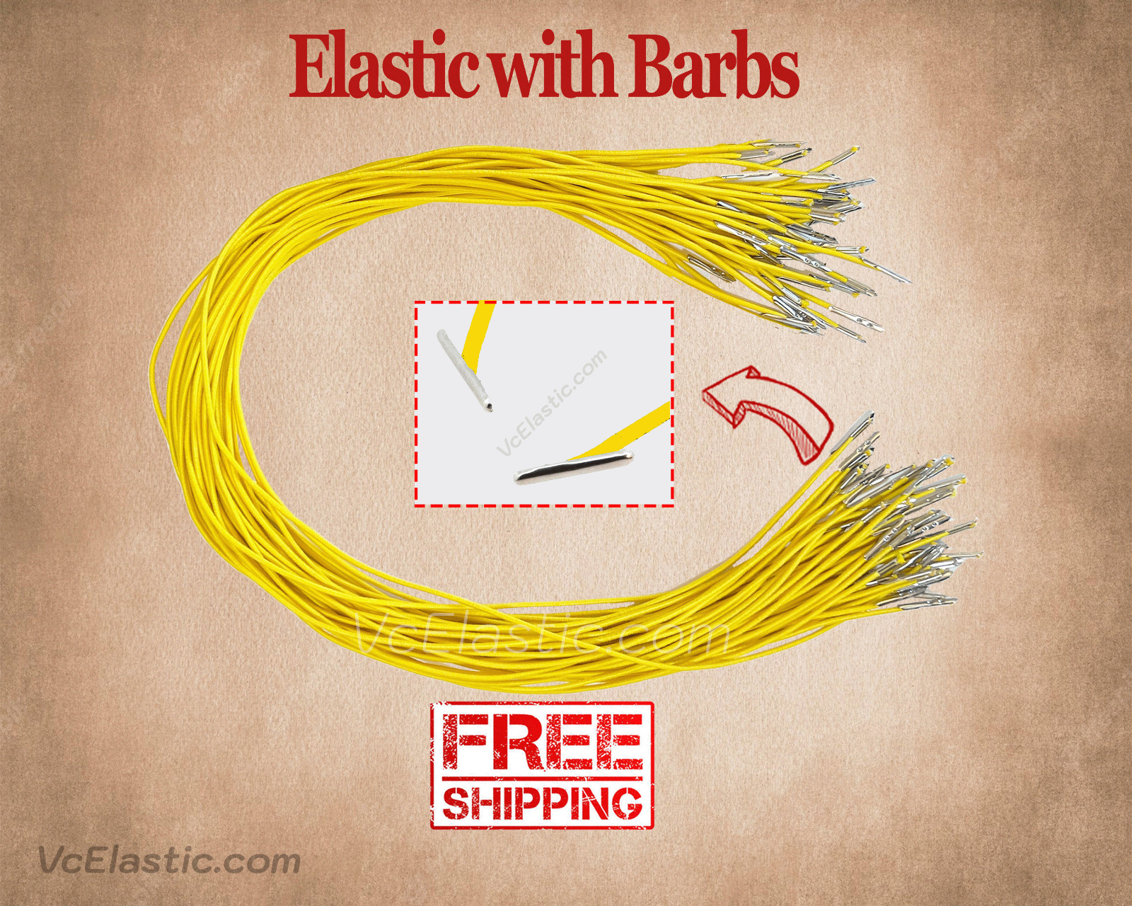 13 inch Black Elastic Barbed Cord String Band with Metal Barbs Prongs ...