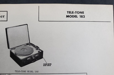 TELE-TONE MODEL 182 PHONOGRAPH WITH AMPLIFIER PHOTOFACT | eBay