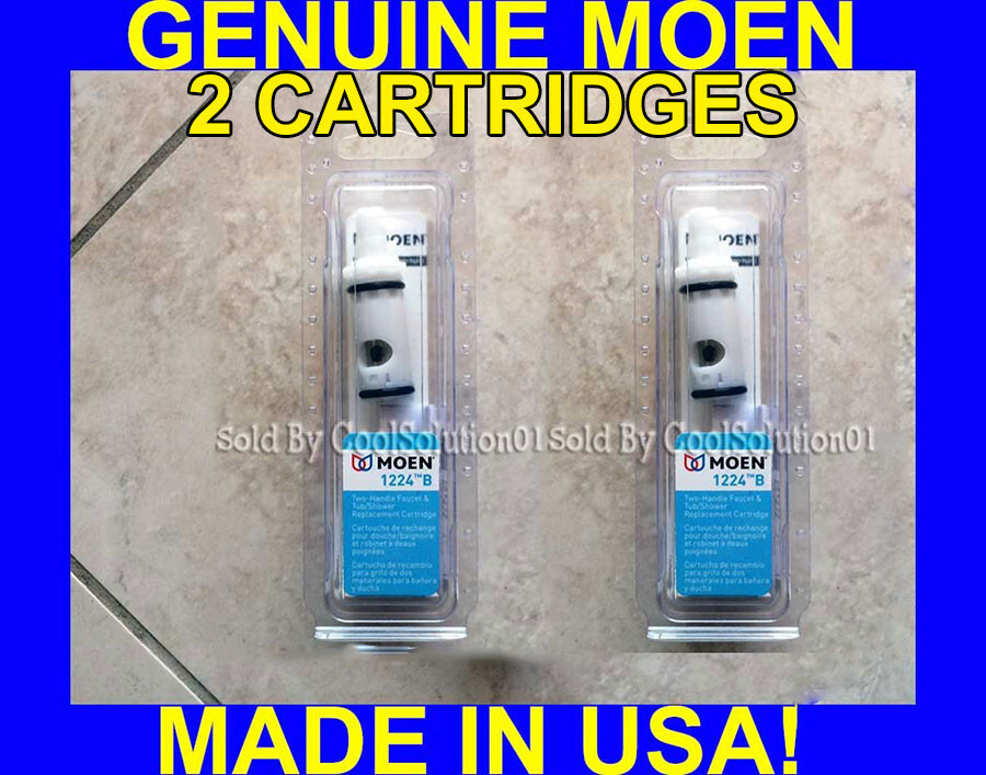 NEW 2 PACK GENUINE MOEN 1224 Two Handle Hot/Cold Faucet 1224B Cartridge ...