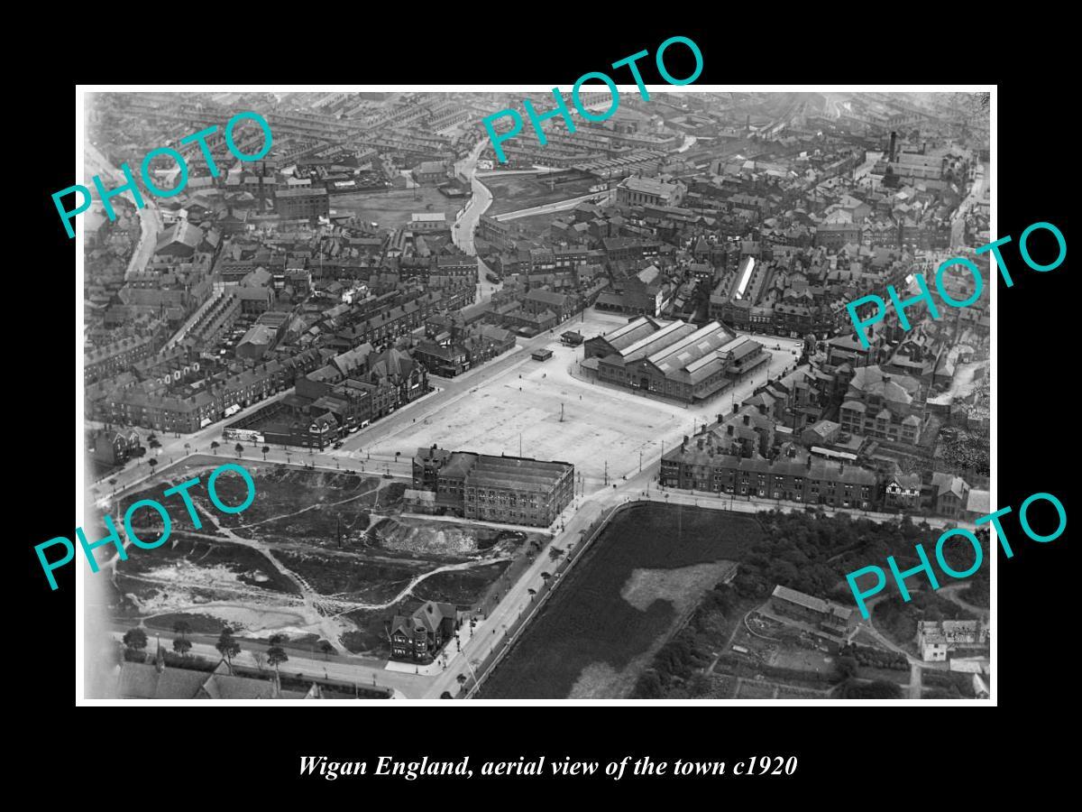 OLD LARGE HISTORIC PHOTO OF WIGAN ENGLAND AERIAL VIEW OF THE TOWN c1920 ...