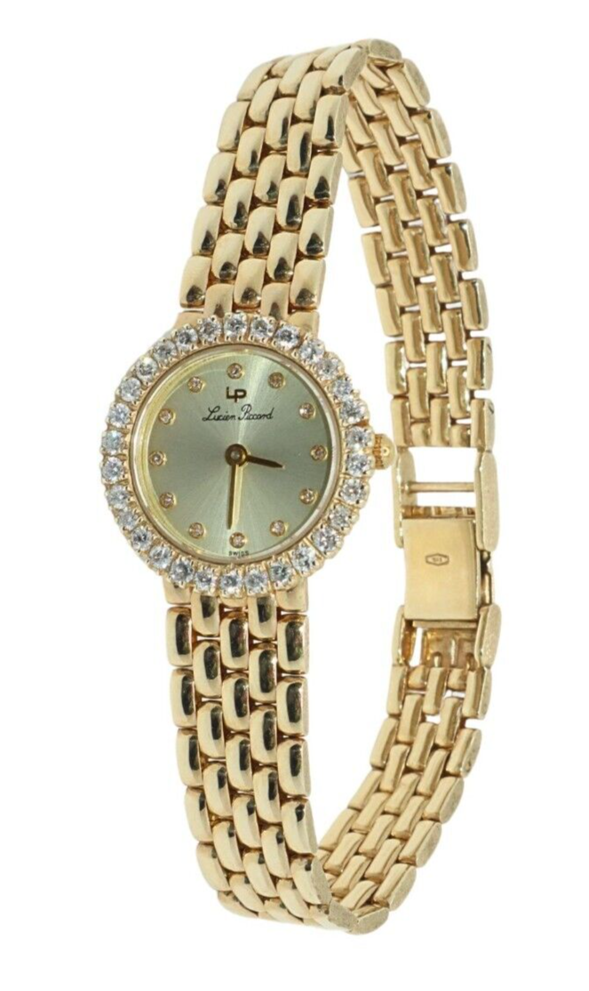 Lucien Piccard 14K Yellow Gold Diamond Ladies Watch 23mm | eBay
