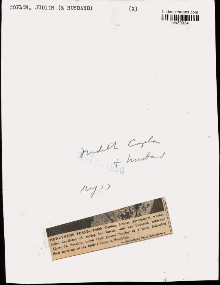 1950 Press Photo Spy Judith Coplon & attorney Albert Socolov wed in ...