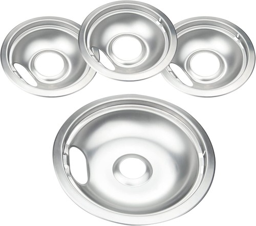 W10196405 W10196406 Chrome Drip Pans Electric Includes 3 6-In & 1 8-In ...