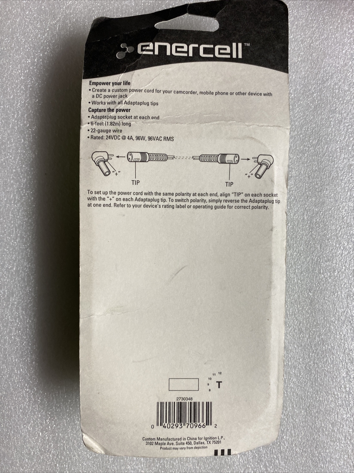 Enercell Adaptaplug Power Cord 6 FT 273-348 for sale online | eBay