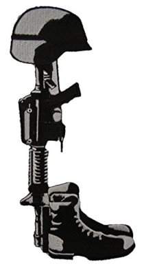 LARGE COMBAT CROSS MEMORIAL PATCH NEVER FORGOTTEN FALLEN BOOTS RIFLE ...