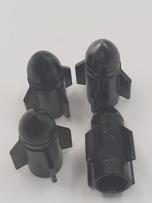 Set of Black Rocket Tire Valve Stem Caps For Car, Standard Fitting #29 ...