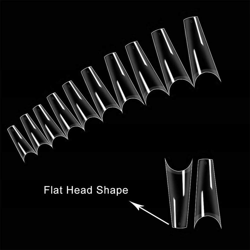 500/1000Pcs False Nail Tips Gel Home Clear Acrylic Nature DIY Tool Flat ...