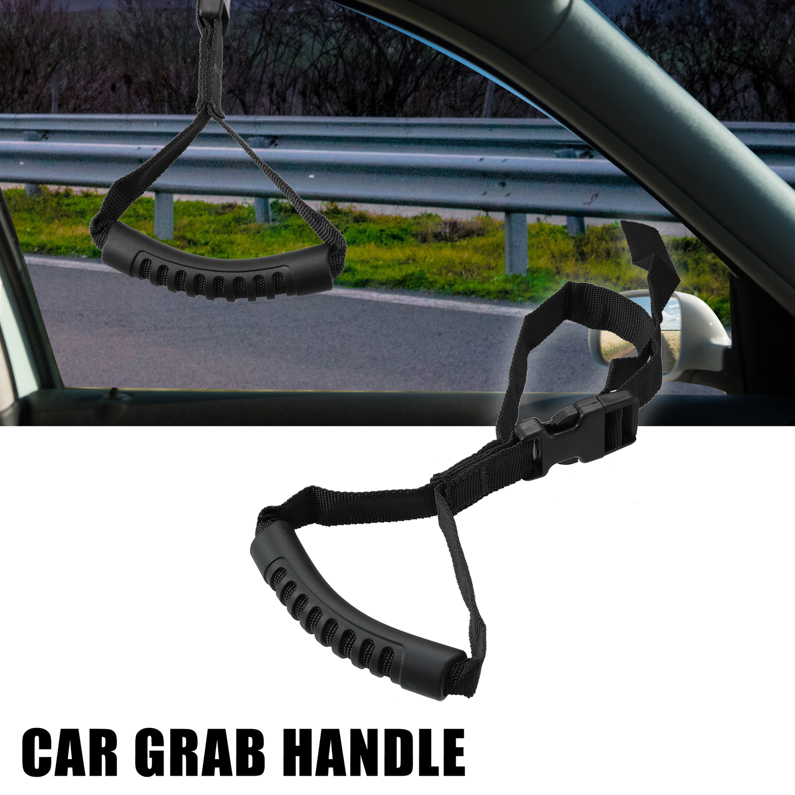 Car Grab Handle Standing Safety Handle Support Nylon Grip Handle Black ...