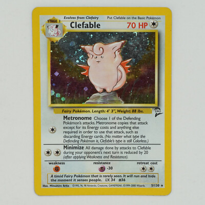 Clefable 5/130 Holo Rare Base Set 2 Pokemon Card | eBay