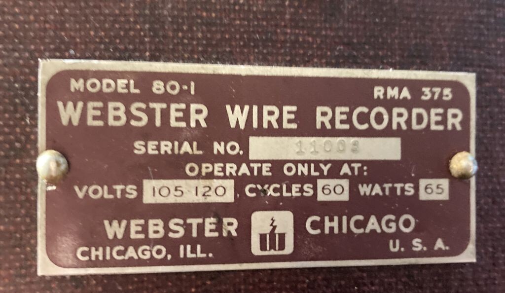 Vintage Webster Chicago Model 80-1 RMA 375 Wire Recorder Tube Era ...