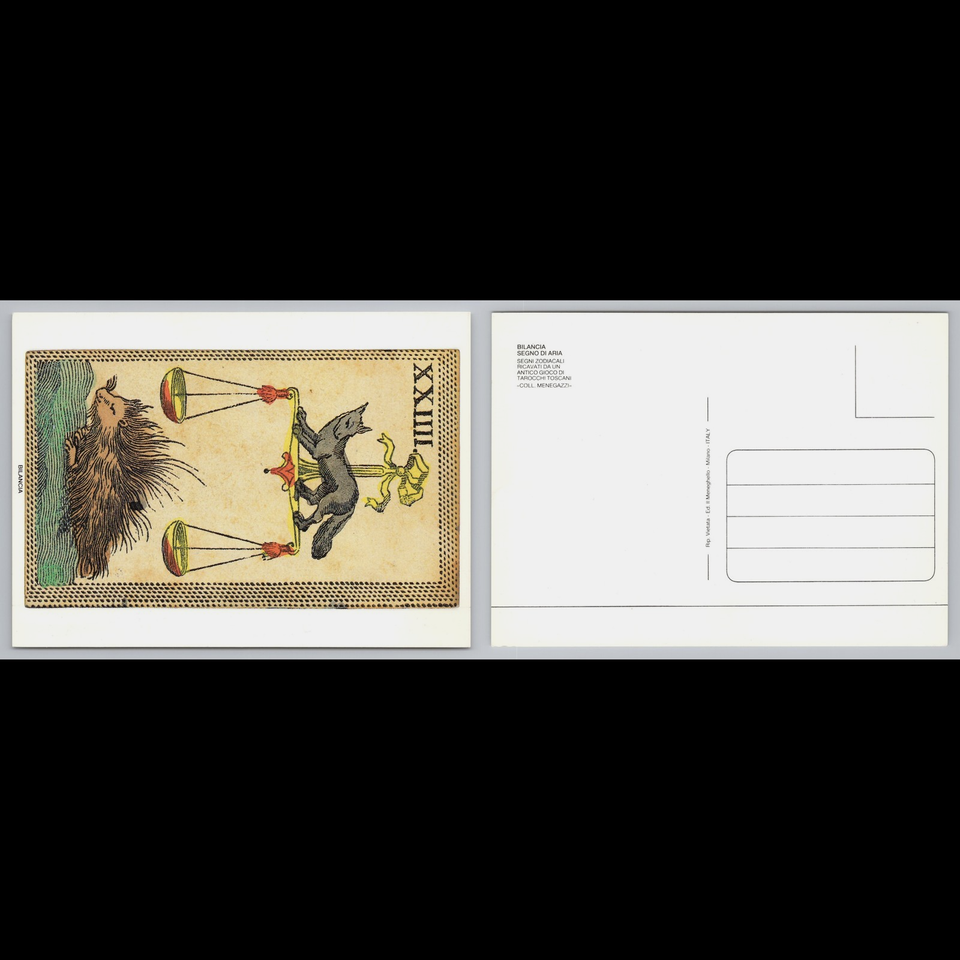 Vintage Tarot Postcard Italy Zodiac Sign Libra Unposted Scenic ...