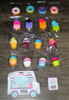 YUMMY SERIES 2 SQUISHUMS COMPLETE SET OF 16 CUPCAKES,DONUTS,TREATS,ICE ...