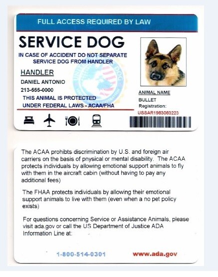 EMOTIONAL SUPPORT ANIMAL (ESA) ID BADGE SERVICE DOG & Cats ID CARD | eBay