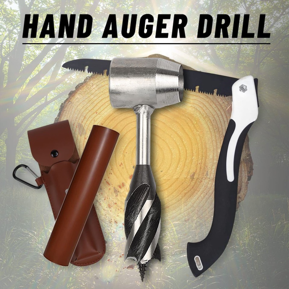 Bushcraft Gear Auger Drill,Survival Tools with Folding Saw Making ...