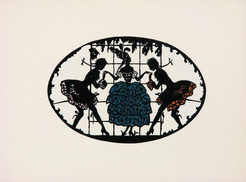 VINTAGE 1930s GERMAN Scherenschnitte Paper Cut with Satin GENTLEMEN ...