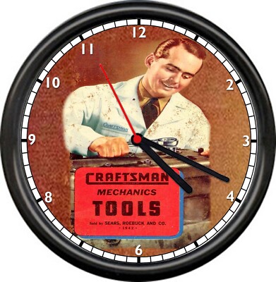 Retro Vintage Craftsman Mechanics Tools Garage Man Cave Sign Wall Clock ...