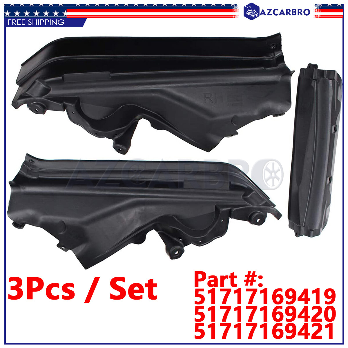 Set Engine Upper Compartment Partition Bulkhead Panel Kit For BMW X5 X6 ...
