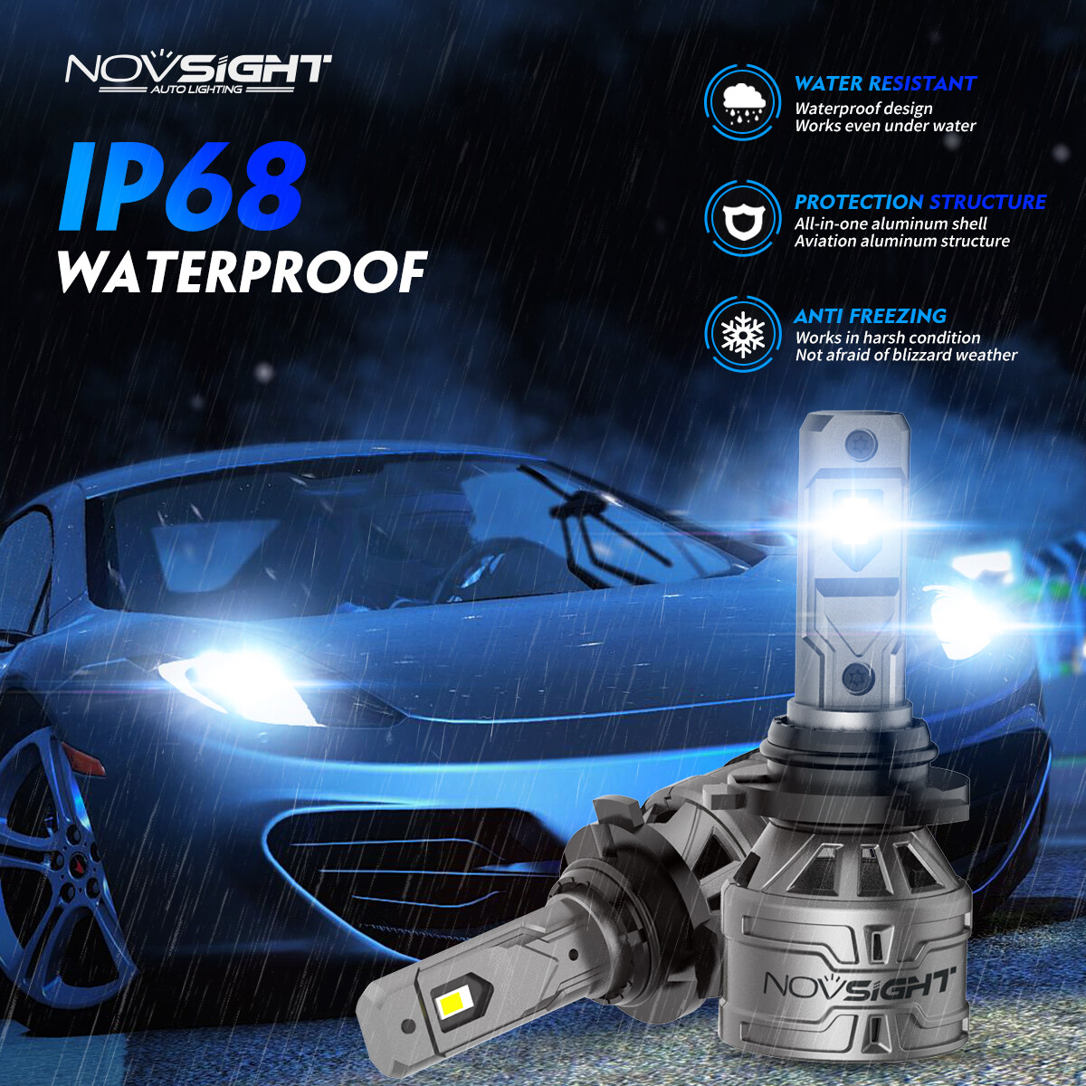 NOVSIGHT 9006 HB4 LED BULBS HEADLIGHT FOG HALOGEN REPLACEMENT KITS ...