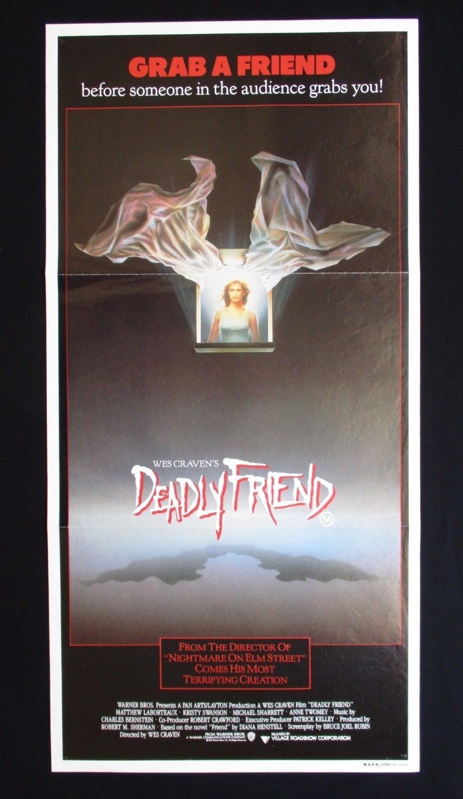 DEADLY FRIEND 1986 Orig Australian daybill movie poster Wes Craven ...