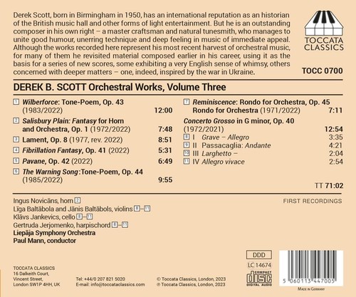 Derek Scott Derek B. Scott: Orchestral Music - Volume 3 (CD) Album (US ...