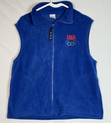 Team USA Olympic Fleece Zipper Vest Mens M Blue United States Olympic ...