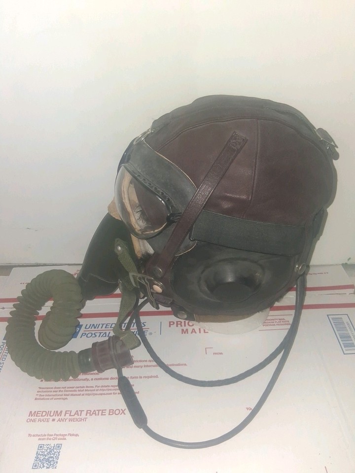 1950's MiG fighter pilot Flight Helmet, Oxygen Mask, Goggles, Mic ...