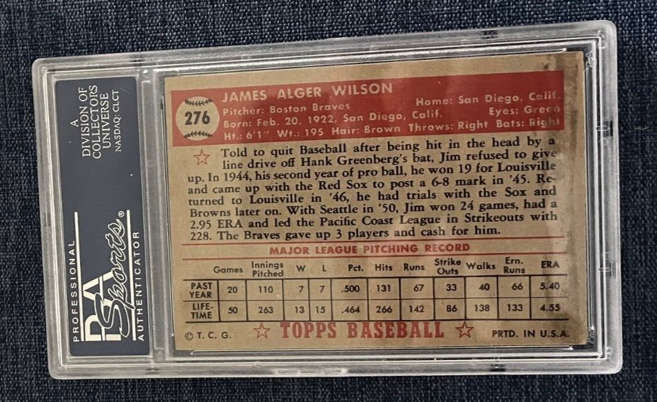 1952 Topps #276 Jim Wilson (VARIATION) PRICE DROP | eBay
