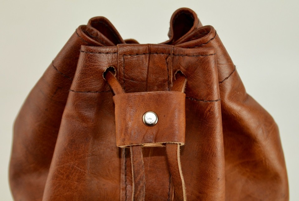 Organic Leather Drawstring Bucket Duffel Bag Backpack Rucksack Moroccan ...