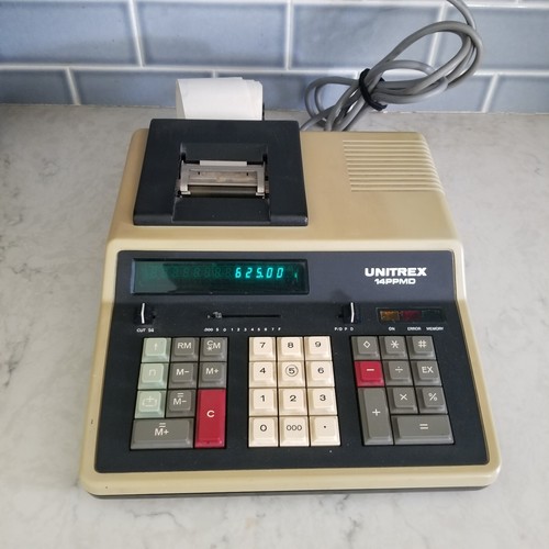 Vintage UNITREX 14PPMD Desktop Collectible Calculator, Paper included ...
