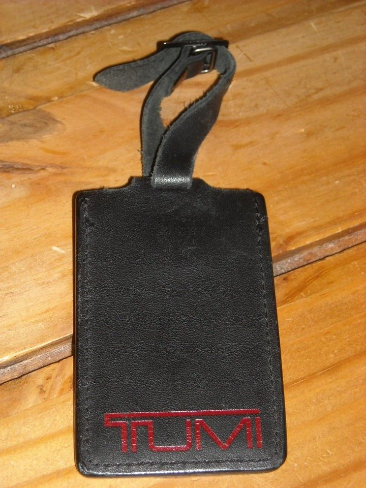 Tumi Luggage ID Tag Black Leather For Suitcase Carry On briefcase ...