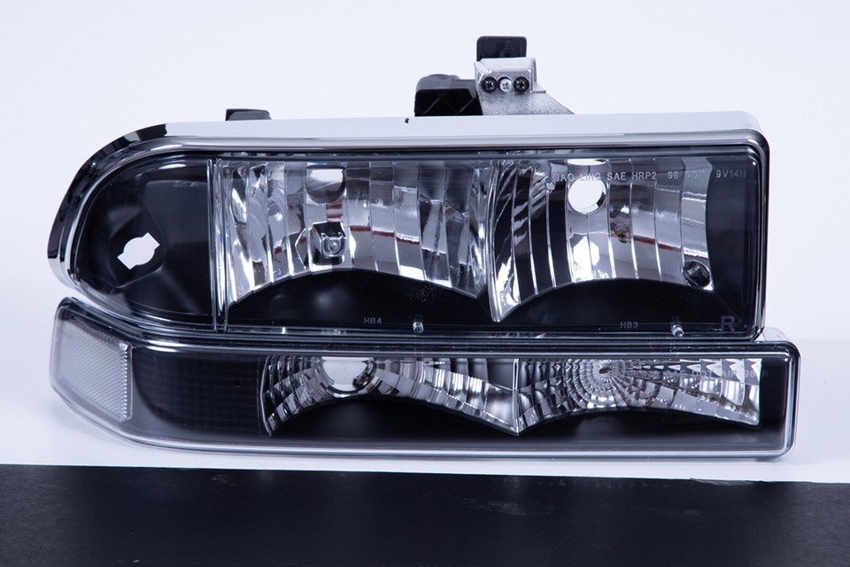 Black Clear Corner Headlights For 1998-2005 CHEVY S10/BLAZER Bumper ...