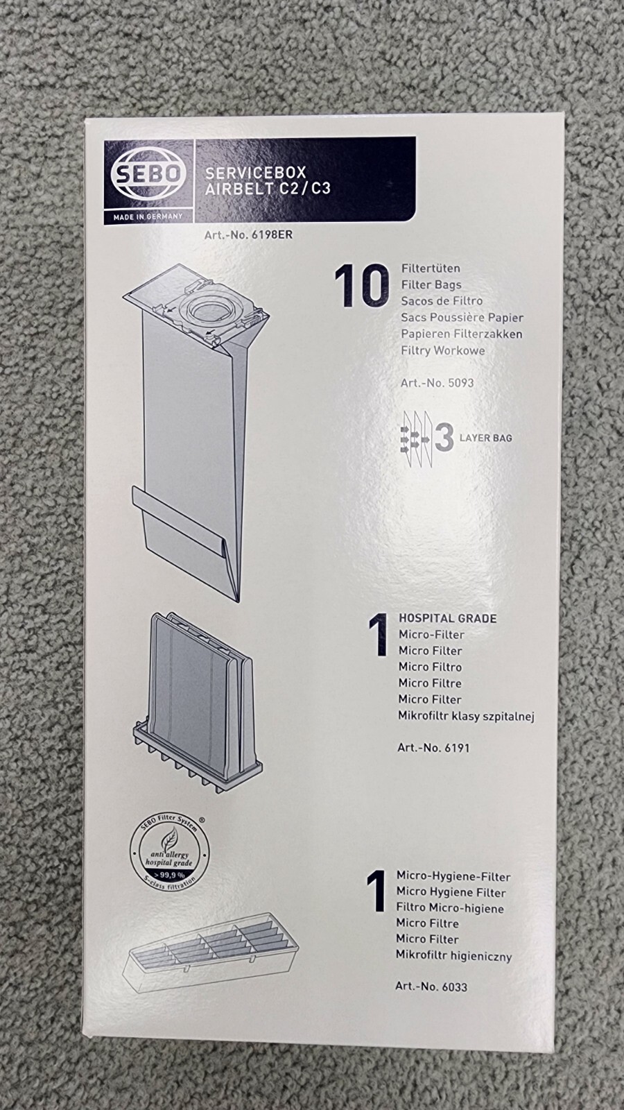 SEBO Airbelt C2/C3 Service Box - Genuine - PN# 6198ER | eBay